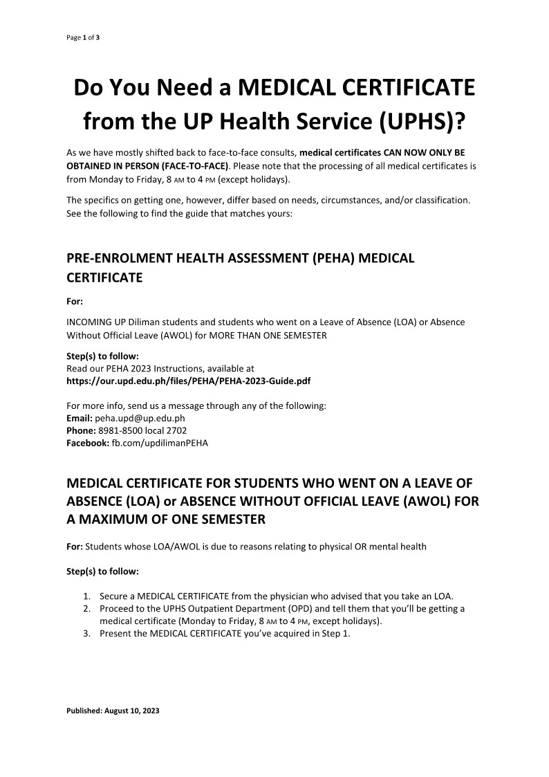 UP Health Service – Office of the Vice Chancellor for Community Affairs